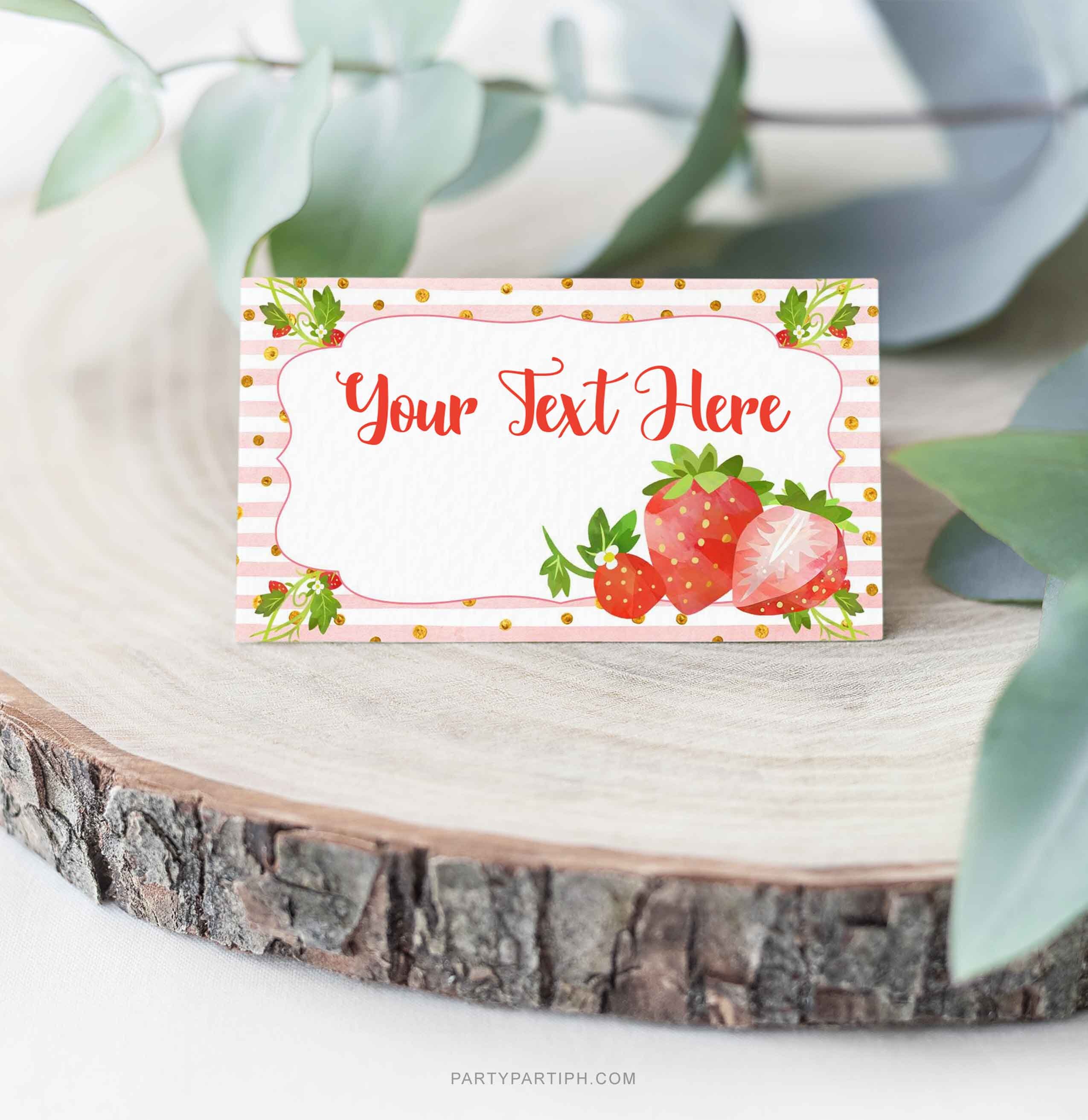 Editable Strawberry Food Cards Buffet Label Berry Sweet Food | Etsy