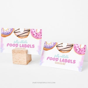 Editable Donuts Place Cards Template Buffet Food Cards Table Seating ...