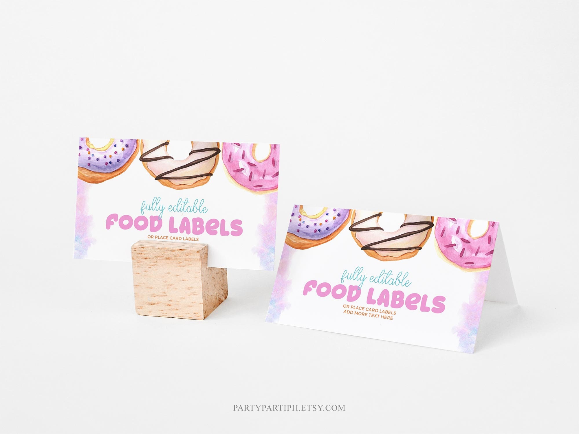 Editable Donuts Place Cards Template Buffet Food Cards Table Seating ...