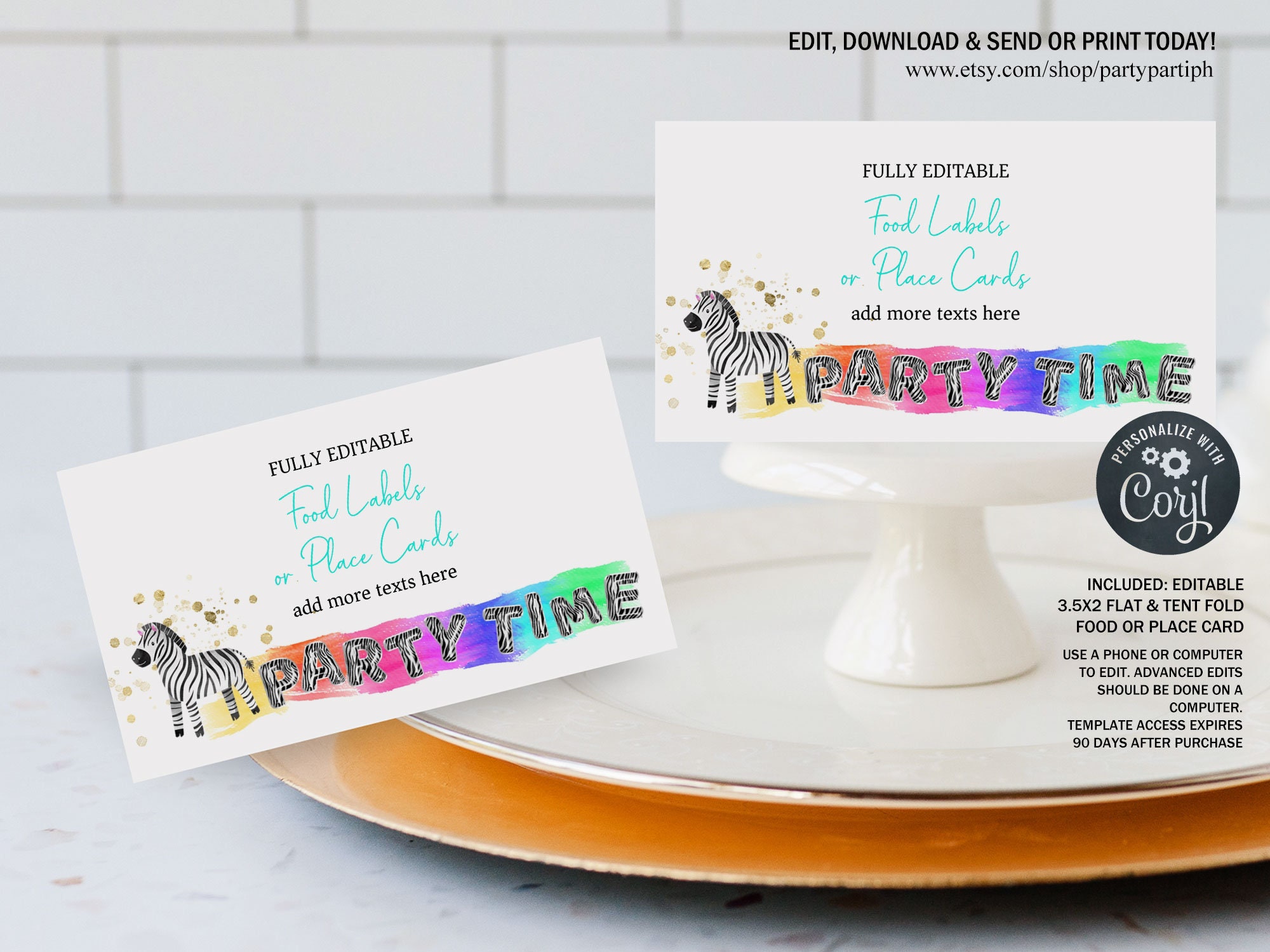 Editable Zebra Place Cards Template Instant Download Safari Table Name ...