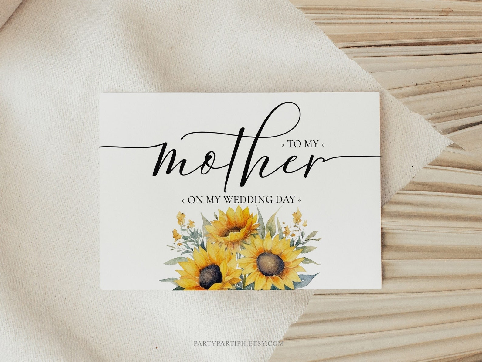 EDITABLE Sunflower Wedding Note Card Template to My Mother Note Card ...
