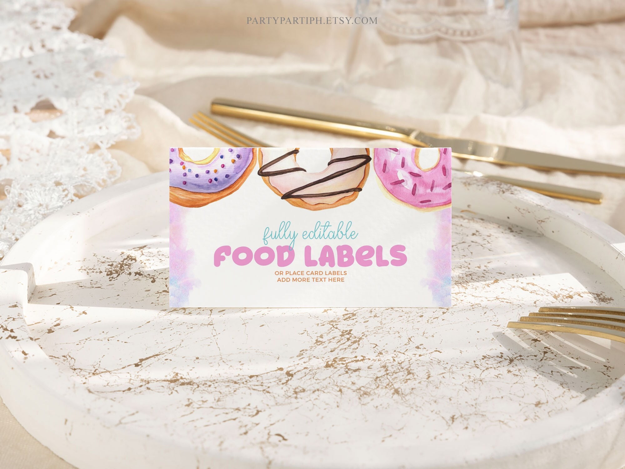 Editable Donuts Place Cards Template Buffet Food Cards Table Seating ...