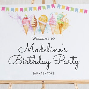 EDITABLE Ice Cream Birthday Welcome Sign Pastel First - Etsy