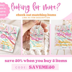 Editable Retro Roller Skates Thank You Tags Template Instant Download ...