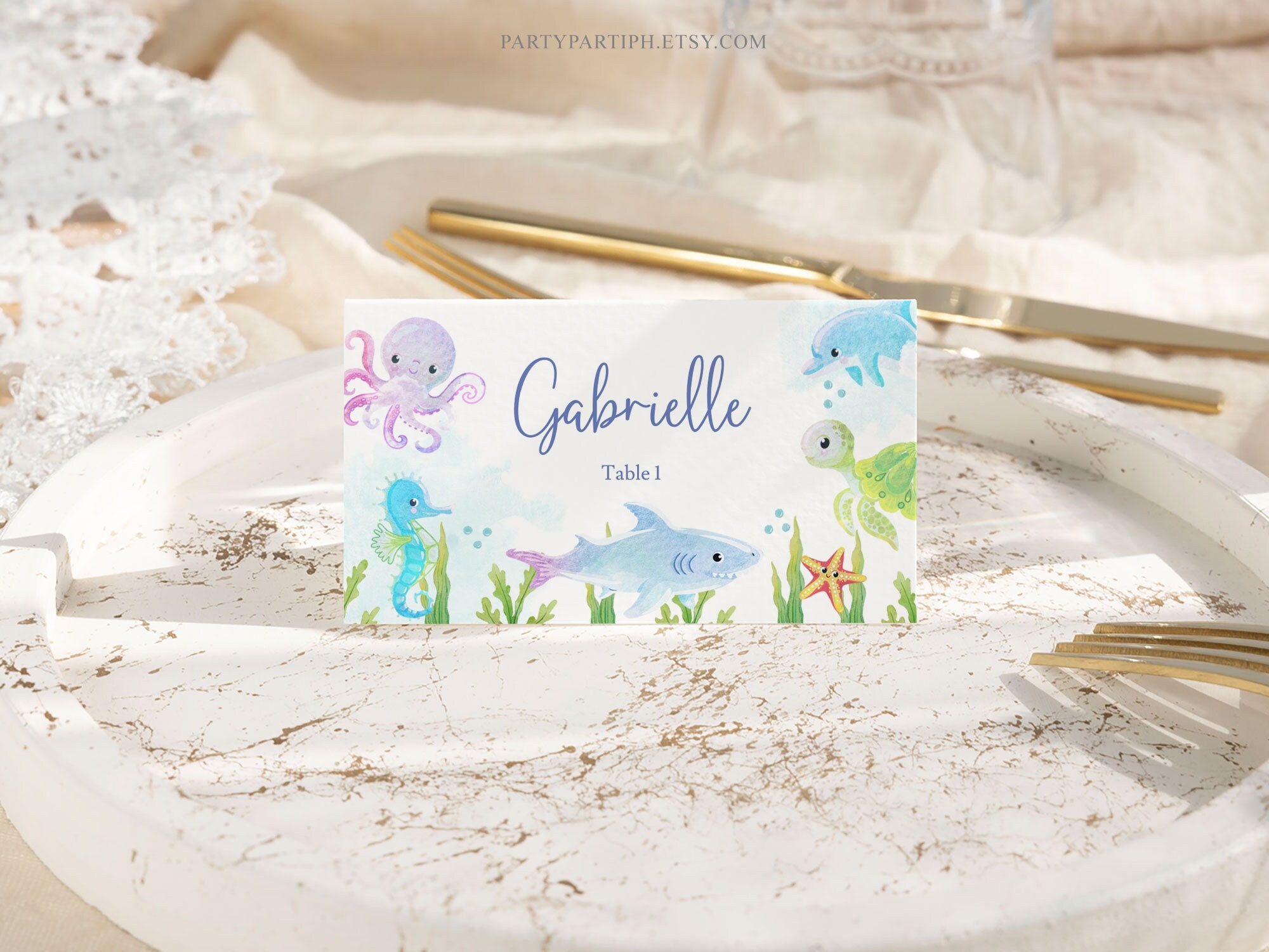 EDITABLE Under the Sea Place Cards Template Instant Download Table Name ...