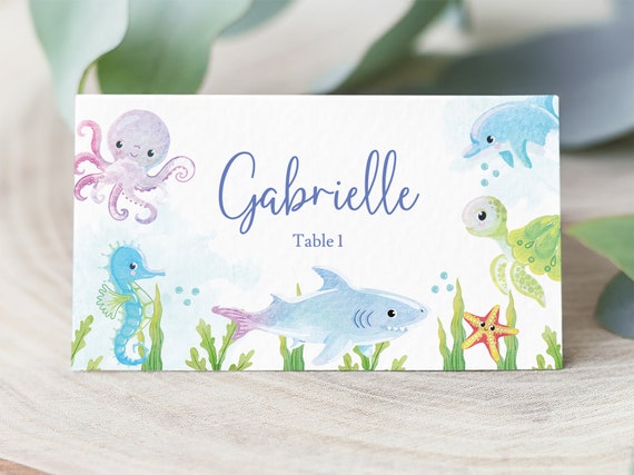 EDITABLE Under the Sea Food Cards Buffet Label Nautical Theme Place ...