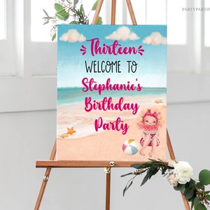 Editable Beach Party Birthday Welcome Sign Template Instant Download ...