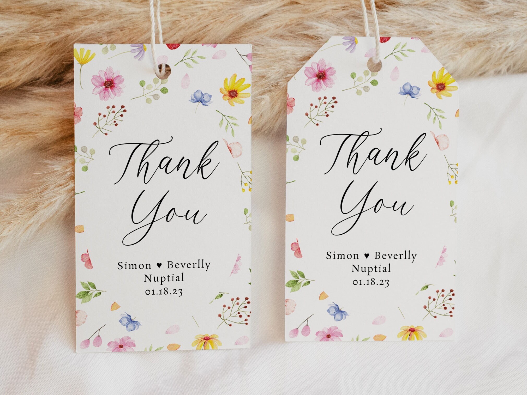 Editable Wildflowers Gift Tags Wildflower Thank You Tags Flower ...