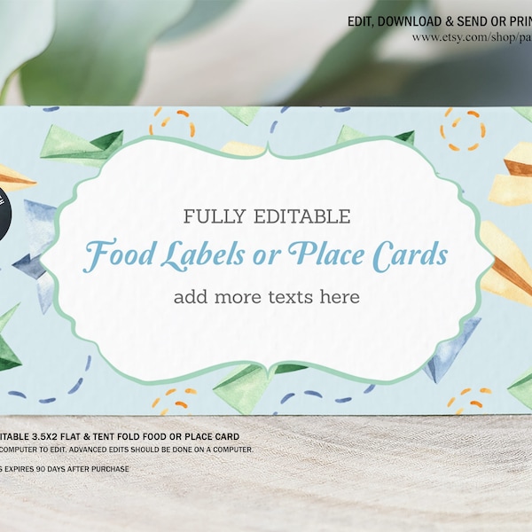 Airplane Food Label - Etsy
