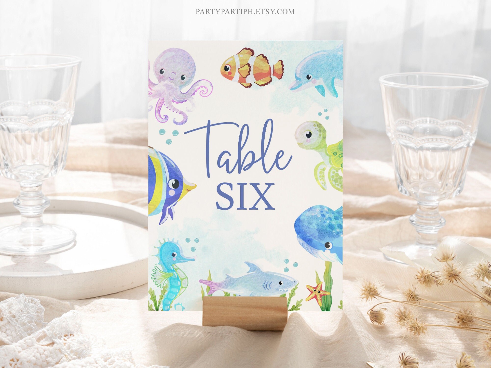 EDITABLE Under the Sea Table Numbers Template Pastel Nautical Theme ...