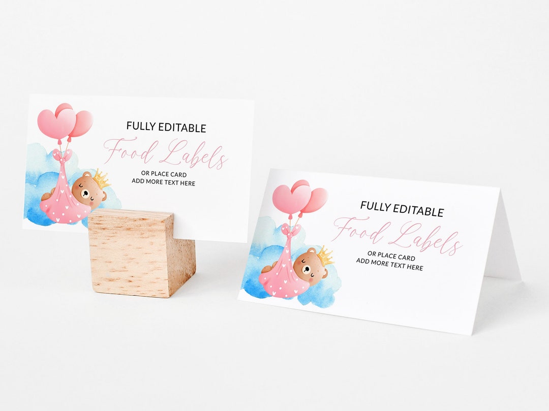 EDITABLE Teddy Bear Place Cards Template Instant Download Table Name ...