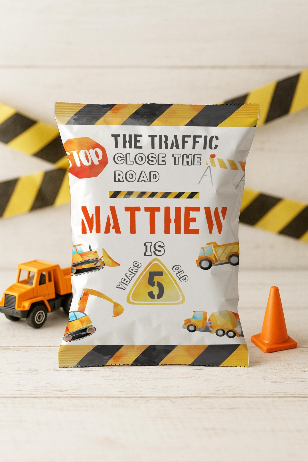 Construction Chip Bag: Printable 11x8.5" Party Favor (jettemplate ...