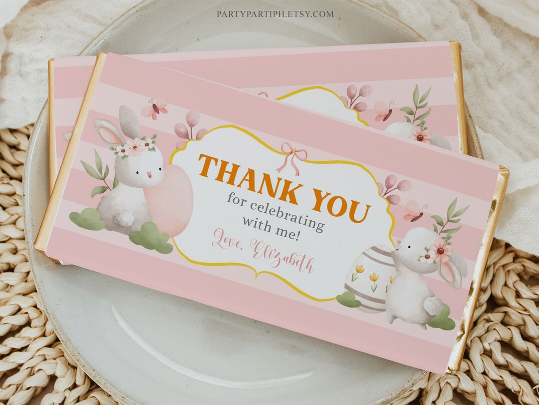 Editable Easter Bunny Chocolate Label Template Birthday Candy Bar ...