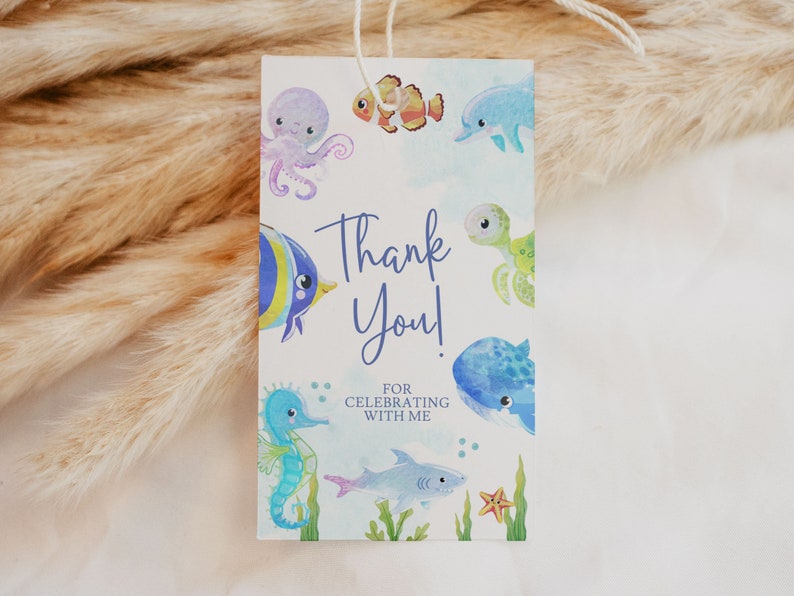 EDITABLE Under the Sea Thank You Tags Nautical Theme Gift Tags Thank ...
