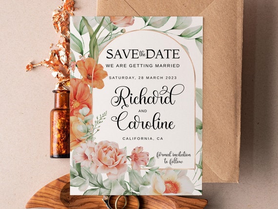 Best Save the Date Printable Card Chic Boho Rustic Wedding Bohemian ...