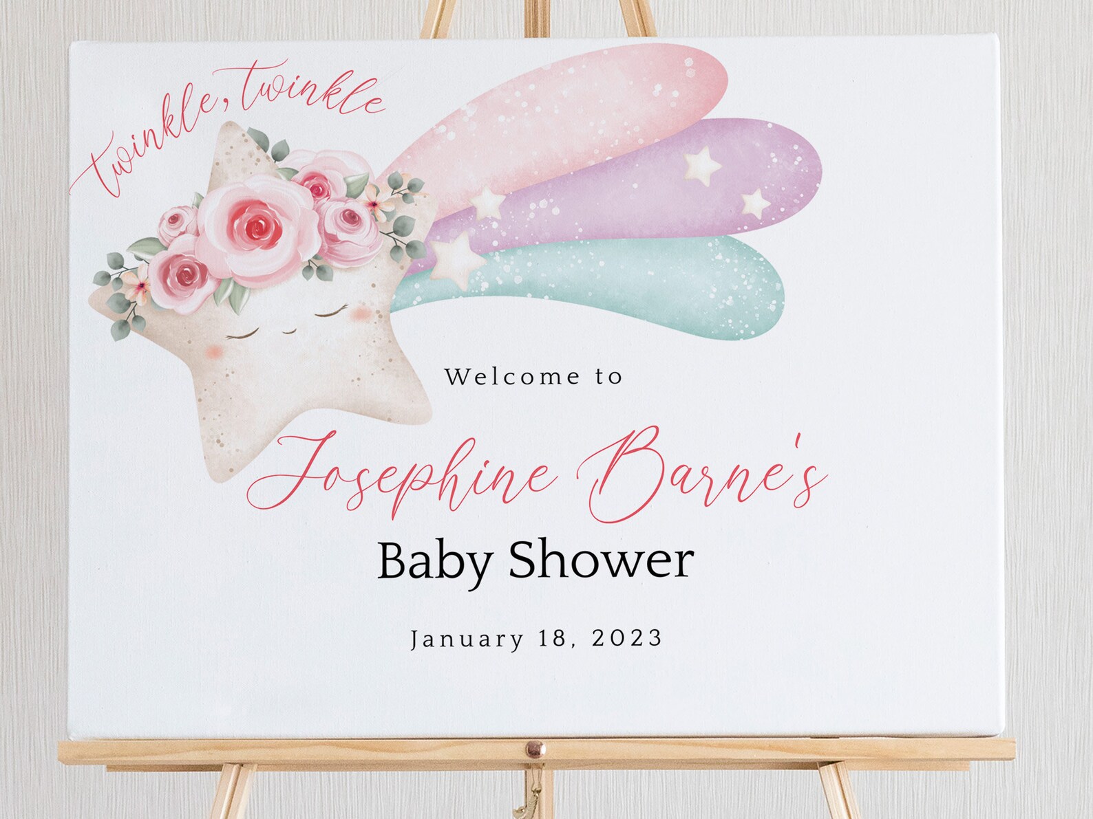 Editable Twinkle Twinkle Little Star Welcome Sign Template Cute Star ...
