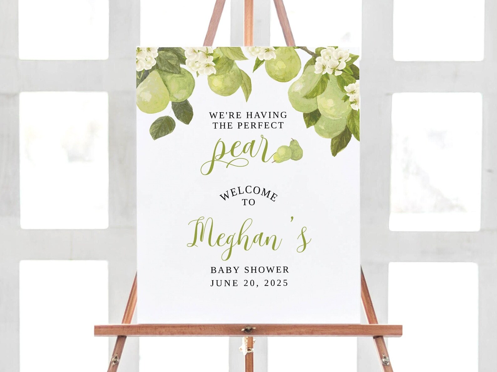Editable Pear Baby Shower Welcome Sign Perfect Pear Welcome Sign Pear ...