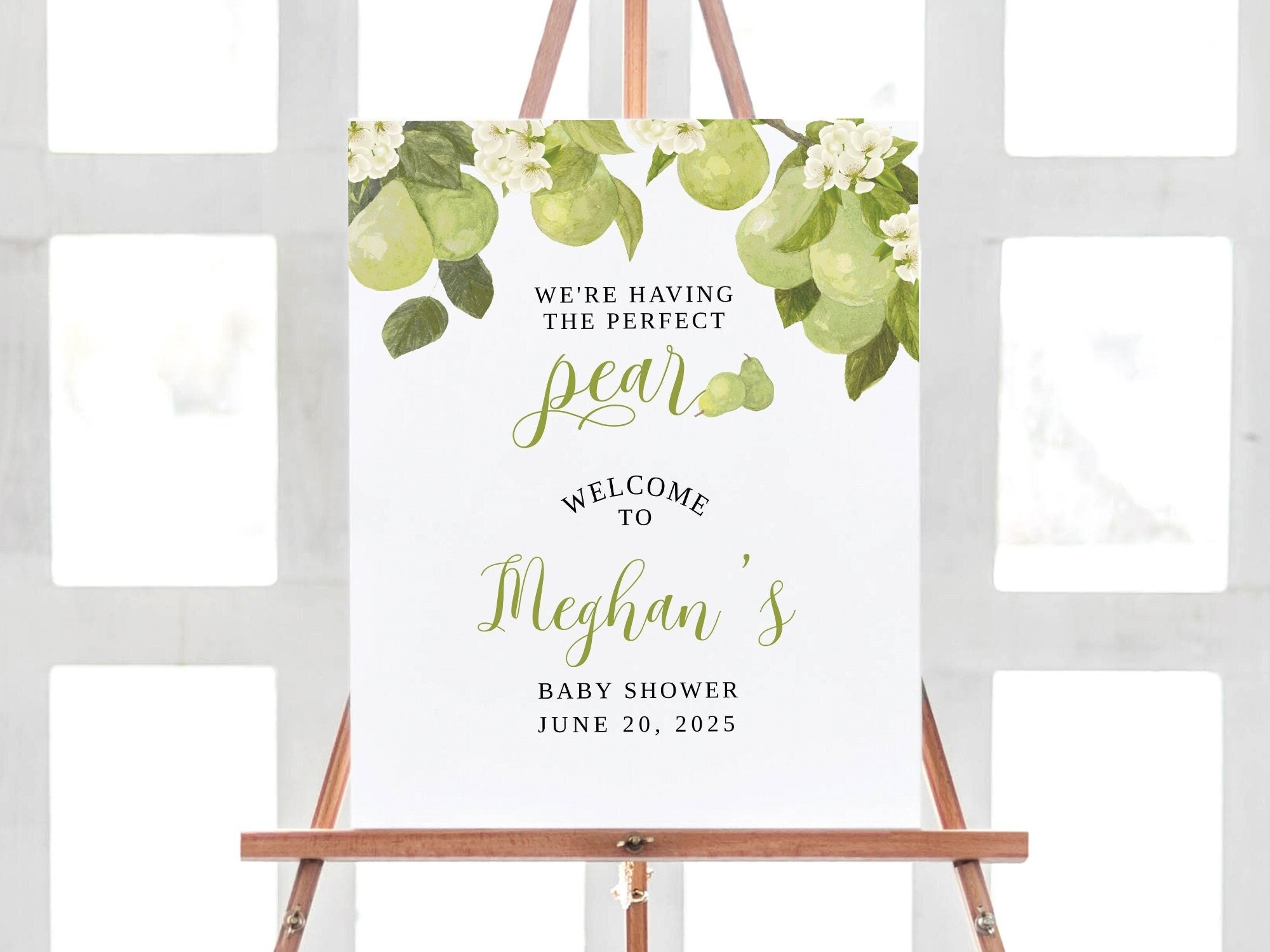 Editable Pear Baby Shower Welcome Sign Perfect Pear Welcome Sign Pear ...