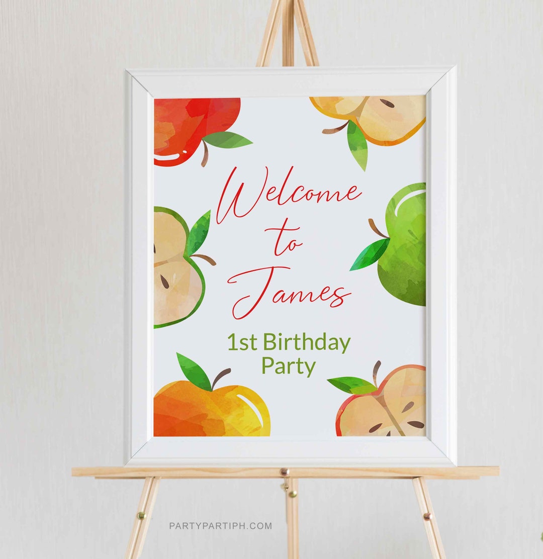 Editable Apple Birthday Welcome Sign Poster, Apple Picking Birthday ...