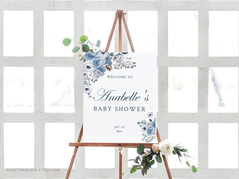 Editable Blue Baby Shower Welcome Sign Template Instant Download ...