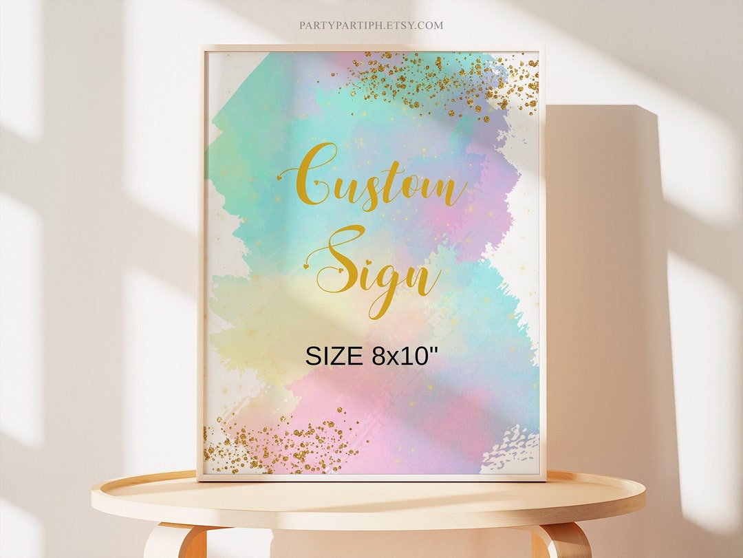 Editable Rainbow Custom Sign Pastel Rainbow Table Sign Pastel Rainbow ...