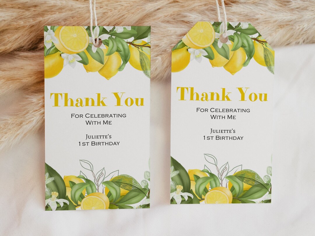 EDITABLE Fresh Lemon Birthday Gift Tag Greenery and Lemon Gift Tag ...