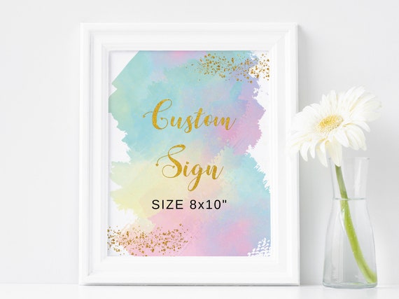 Editable Rainbow Custom Sign, Pastel Rainbow Table Sign, Pastel Rainbow ...