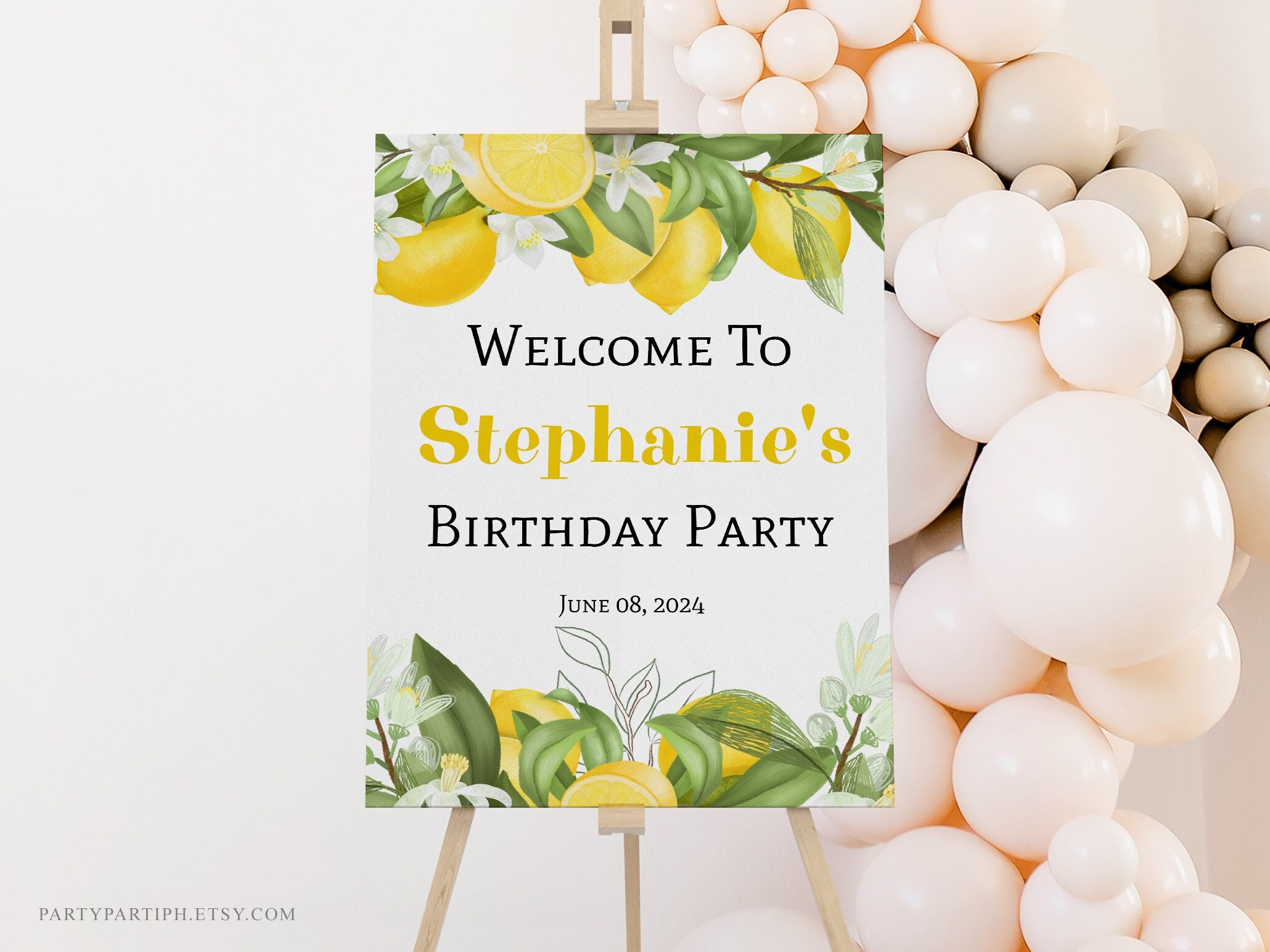 EDITABLE Lemon Birthday Welcome Sign Sweet Lemon Welcome Sign for ...