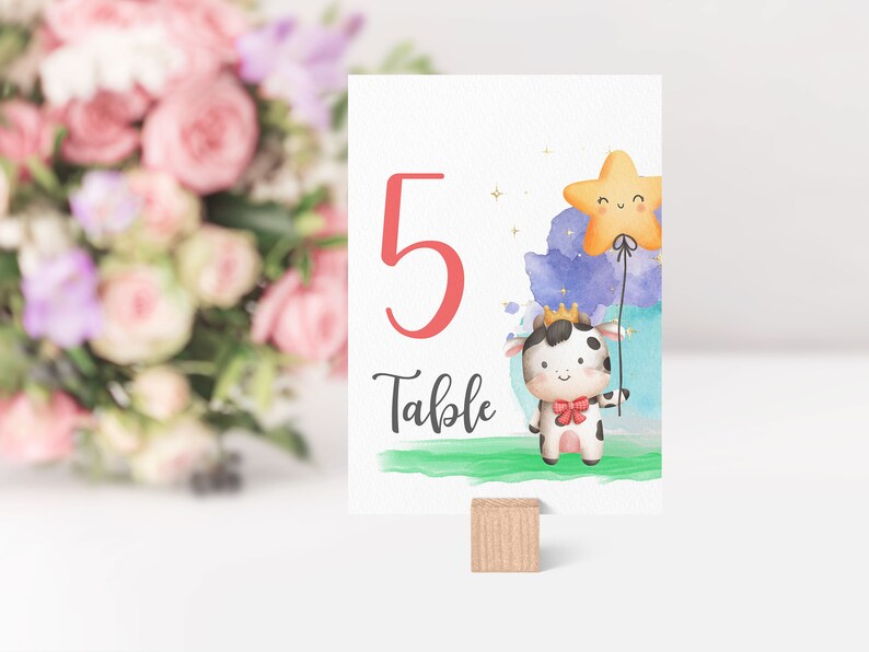 EDITABLE Cow Baby Shower Table Numbers Template Boy Cow Farm - Etsy
