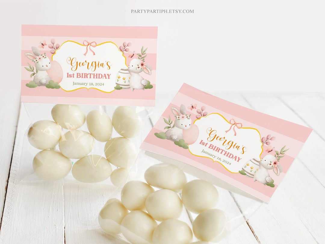 Editable Easter Bunny Party Treat Bag Toppers Flower Party Favor Treat ...