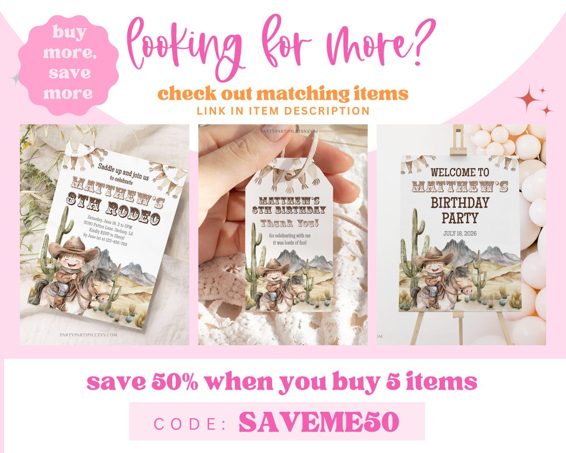 Editable Cowboy Birthday Thank You Tags Template Rodeo Cowboy Gift Tags ...