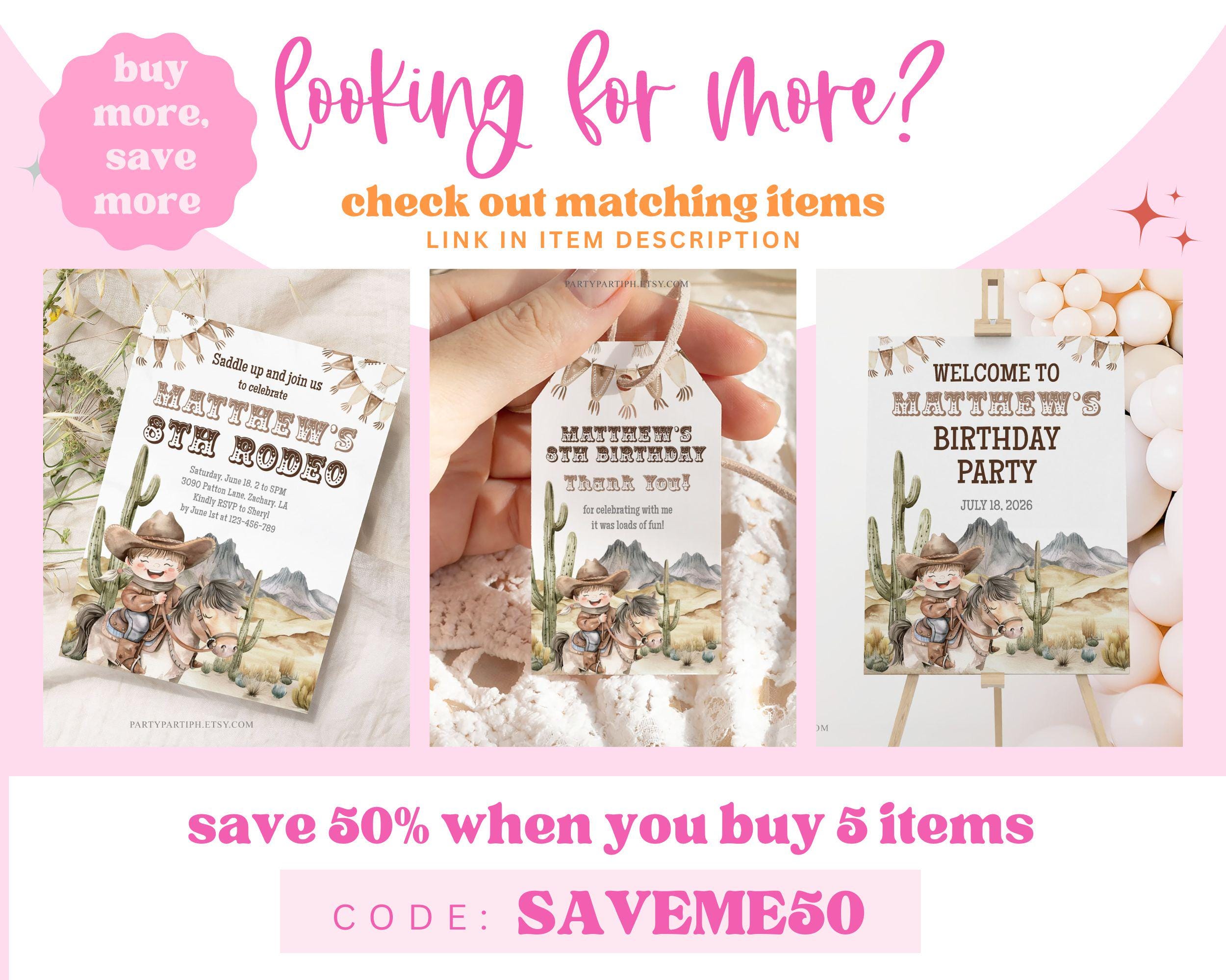 Editable Cowboy Birthday Thank You Tags Template Rodeo Cowboy Gift Tags ...