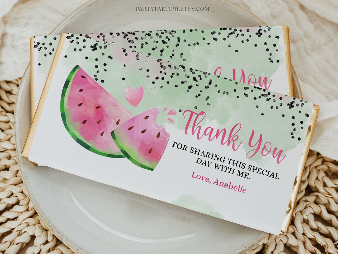 Editable Watermelon Hershey Chocolate Bar Wrapper - Customizable Candy ...