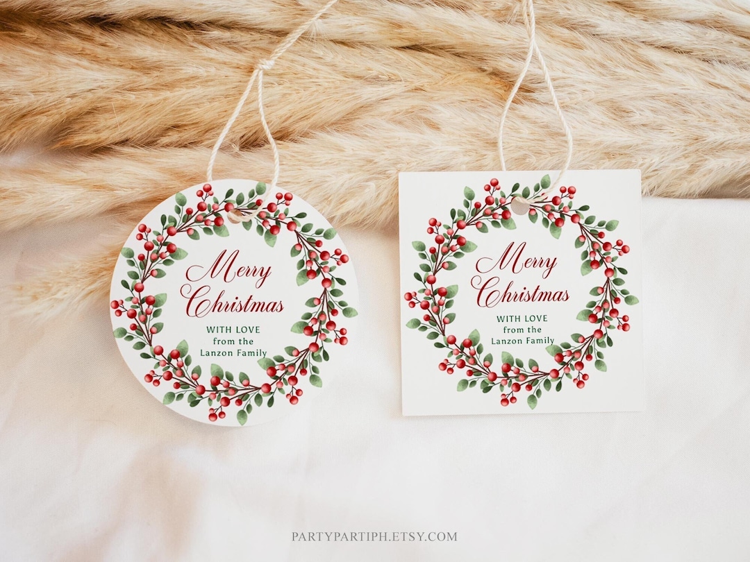 Editable Christmas Thank You Tags Holiday Gift Tags Merry Christmas ...