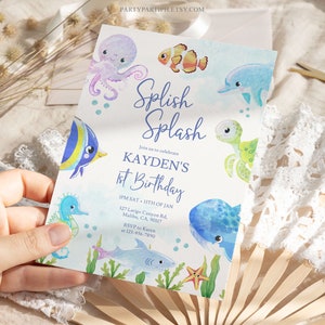 EDITABLE Under the Sea Birthday Invitation Template Splish Splash ...