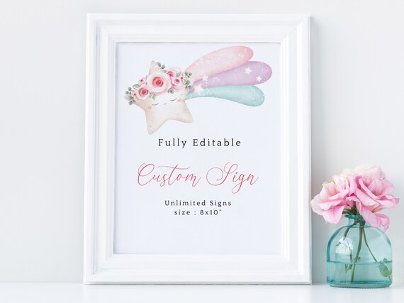 EDITABLE Twinkle Twinkle Little Star Table Sign Template, Star and ...