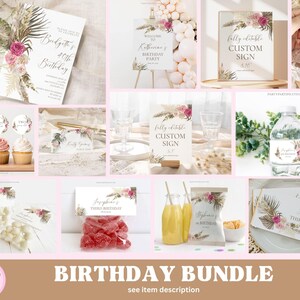 EDITABLE Boho Flowers Custom Template Sign Boho Garden Theme Birthday ...