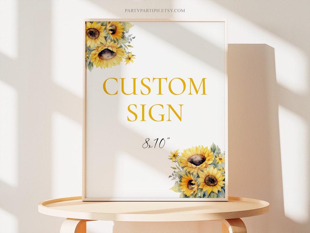 EDITABLE Sunflower Custom Sign Garden Theme Birthday Table Sign ...
