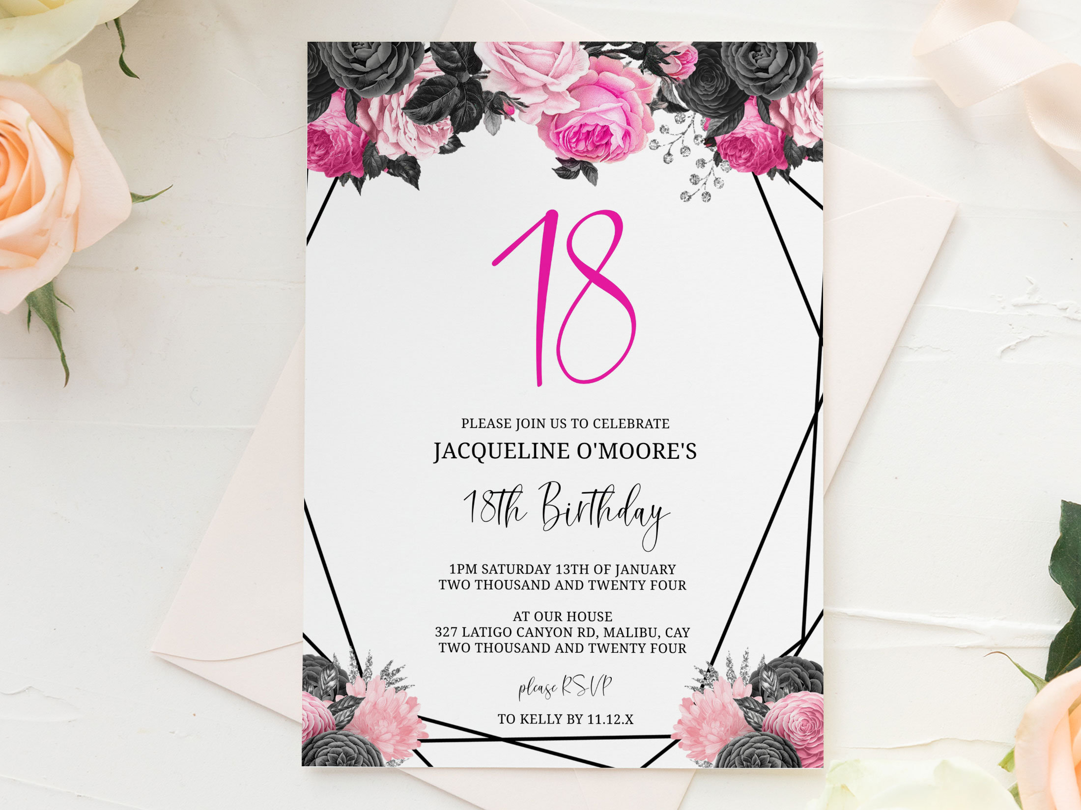 Debut Invitation Designs Pink