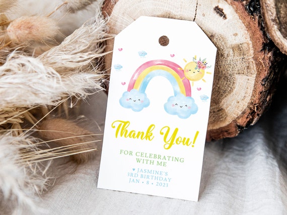 EDITABLE Sunshine and Rainbows Birthday Gift Tag Sunshine Rainbows ...