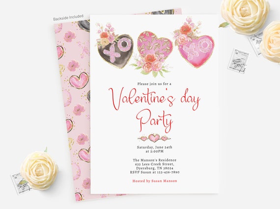 Editable Valentine's Day Party Invitation, Valentine's Day Invitation ...