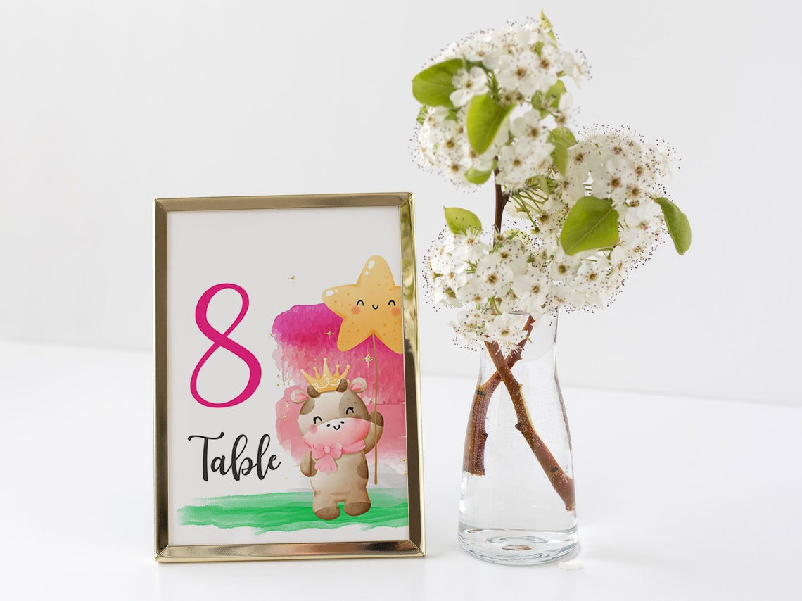 EDITABLE Cow Baby Shower Table Numbers Template It's a - Etsy