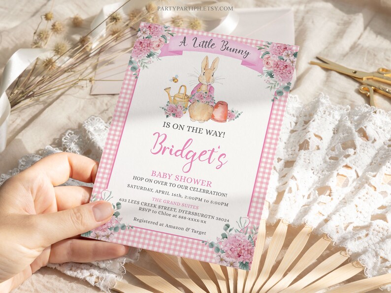 Editable Pink Peter Rabbit Baby Shower Invitation Template Instant ...