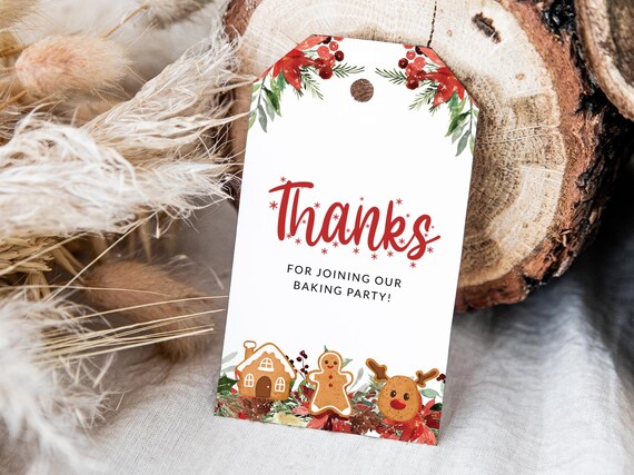 EDITABLE Holiday Gift Tag Template, Printable Cookies Party Favor Tag ...