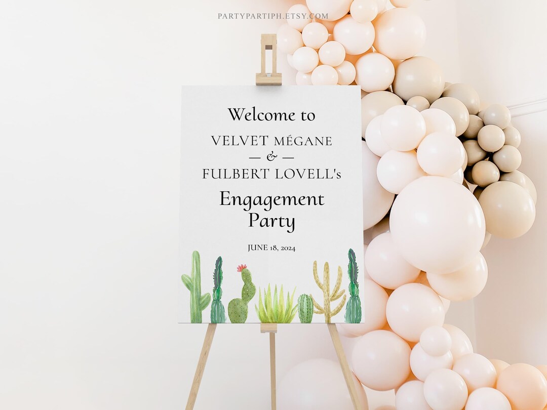 EDITABLE Cactus Engagement Party Welcome Sign Decoration Template ...
