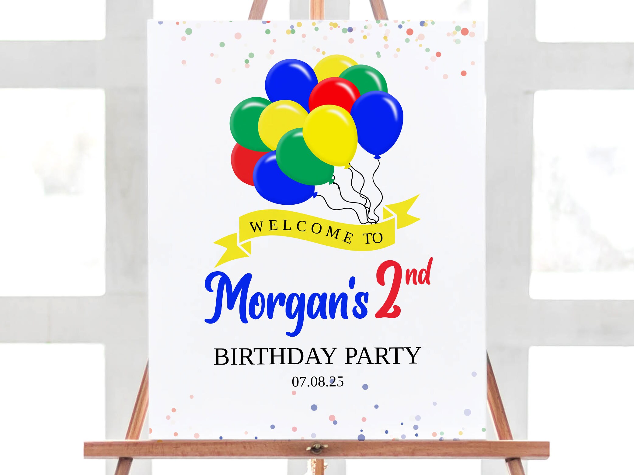 Editable Primary Color Balloons Welcome Sign Template Balloons Birthday ...