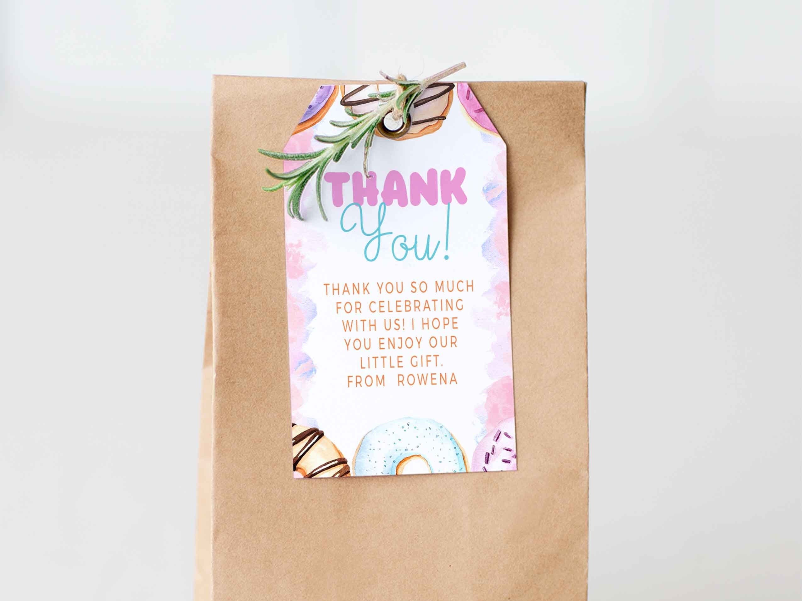 Editable Donut Birthday Thank You Tags Thank You a Hole Bunch Gift Tags ...