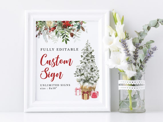 EDITABLE 8x10" 10x8" Christmas Custom Table Sign Template (Portrait ...