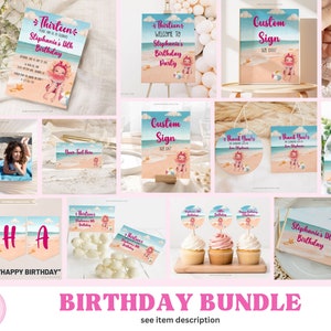 Editable Beach Birthday Party Custom Table Signs Template Instant ...