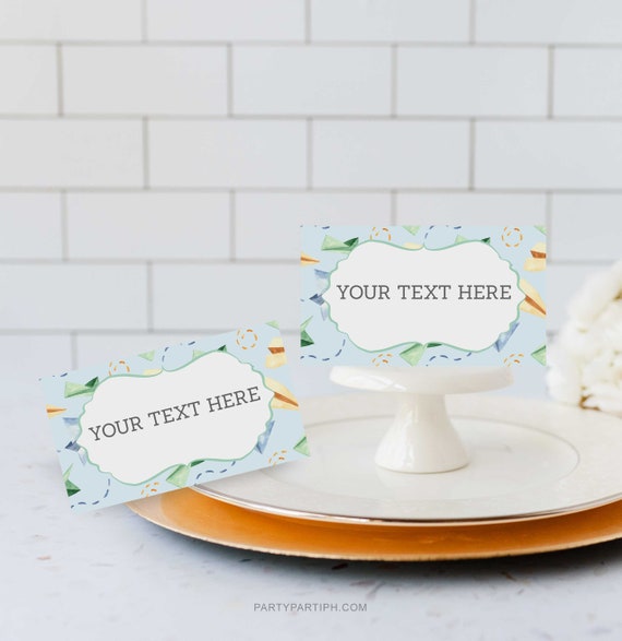 Editable Airplane Food Cards Buffet Label, Airplane Place Card Labels ...